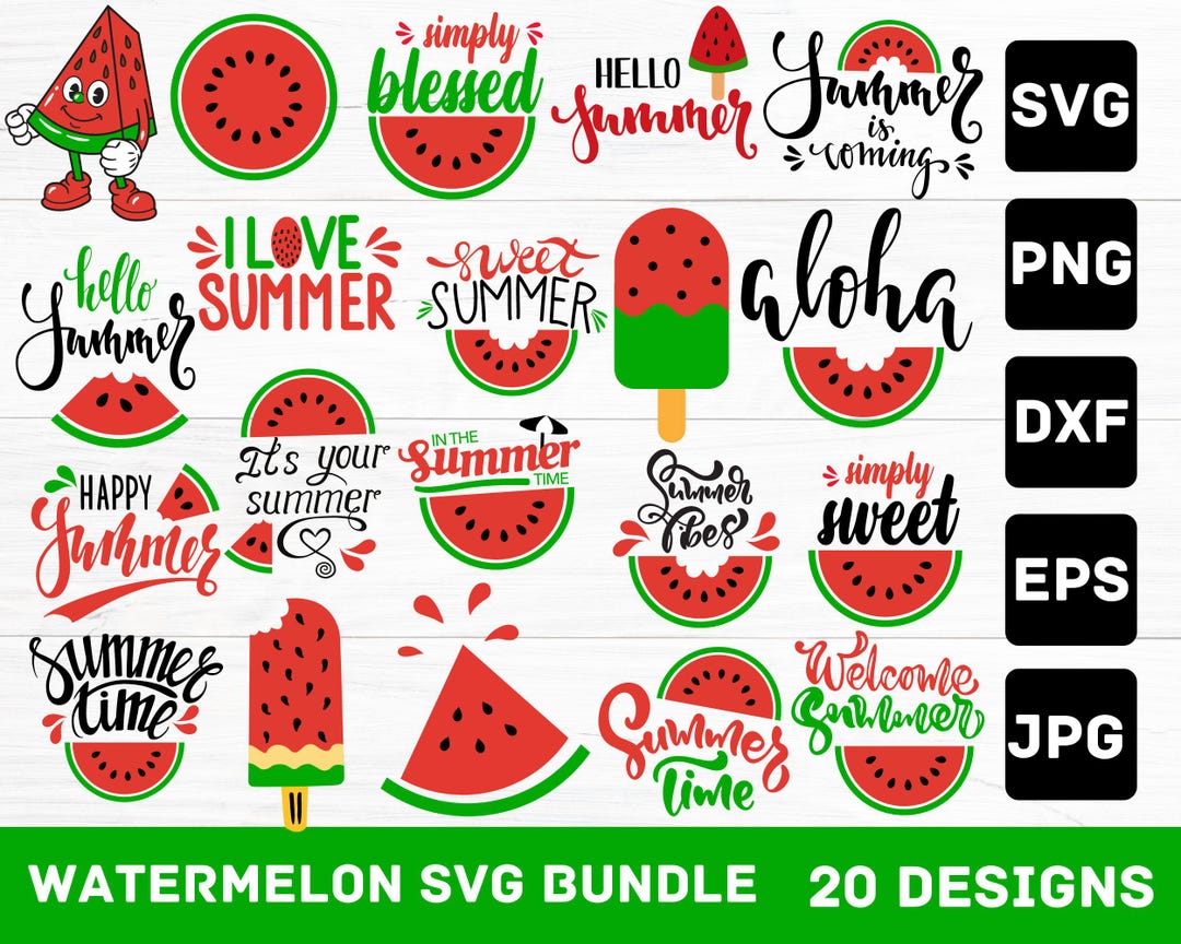 Watermelon Svg Bundle - Summer Svg- Fruit Svg - Watermelon Slice ...