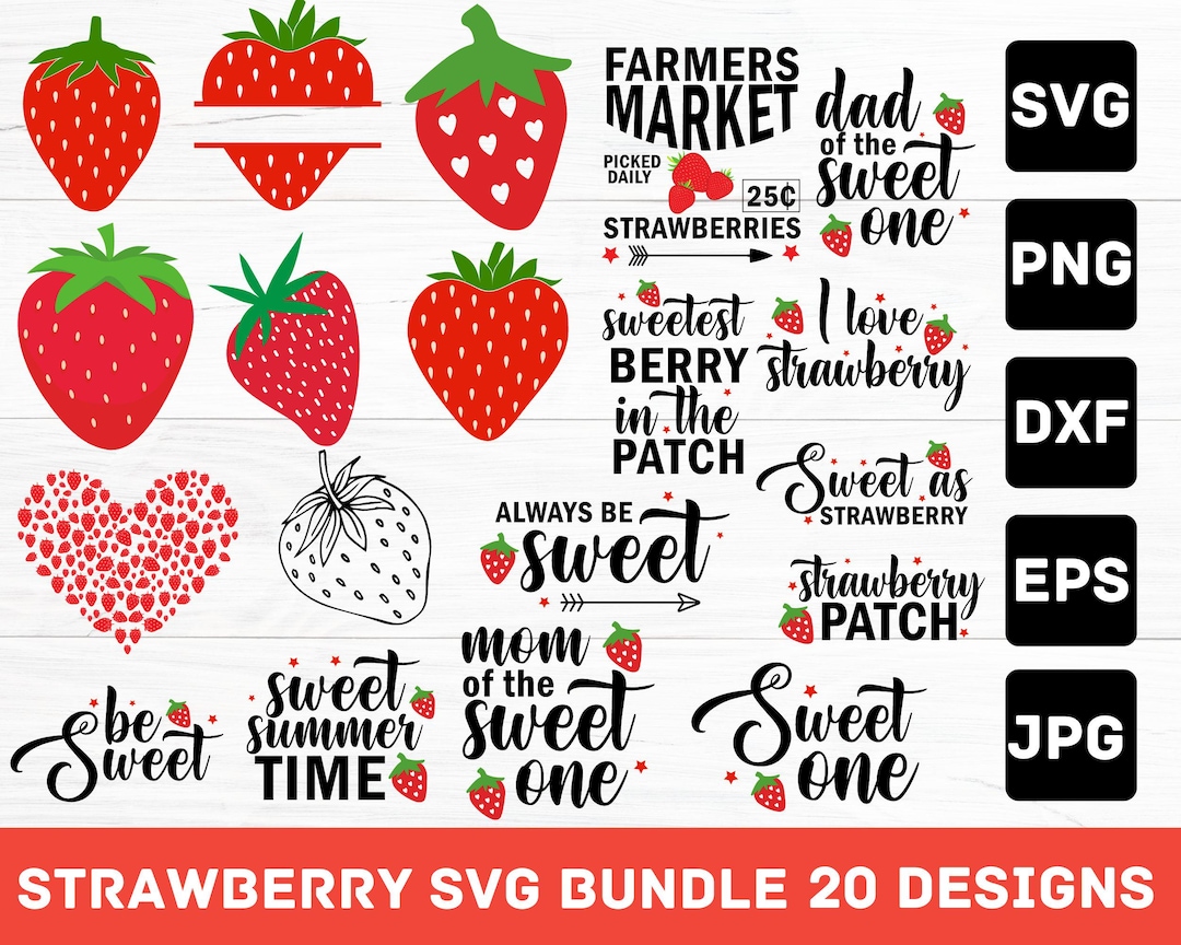 Strawberry SVG Bundle: 20 Sweet Fruit Designs (digital Download) - Etsy