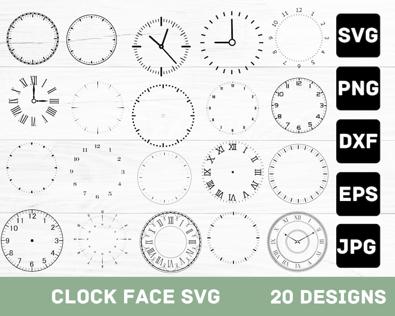 Clock Face SVG Bundle: 20 Digital Designs for Laser Cutting - Etsy