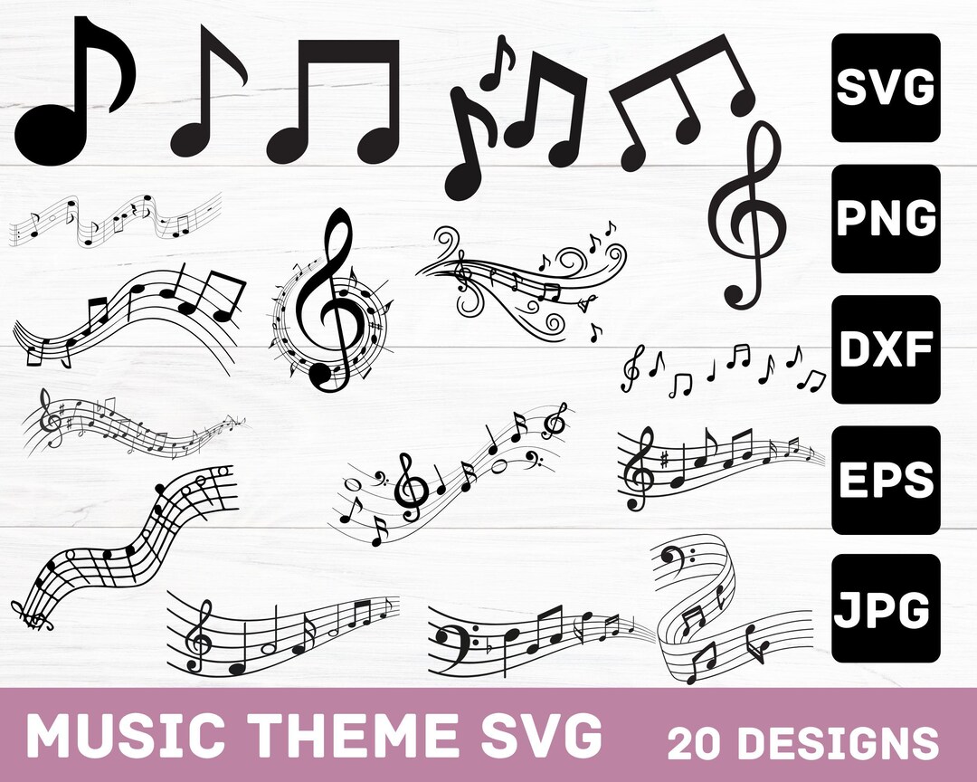 Music Notes SVG Bundle: 20 Musical Designs (digital Download - Etsy
