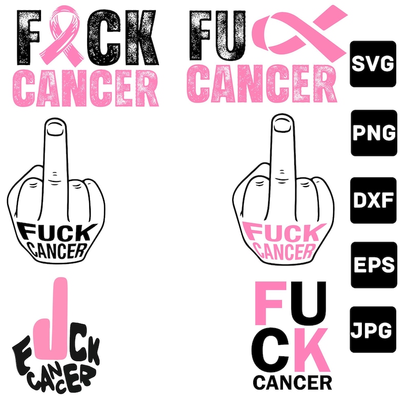 Breast Cancer Svg / Middle Finger Svg / Fuck Cancer Svg / Funny Cancer ...