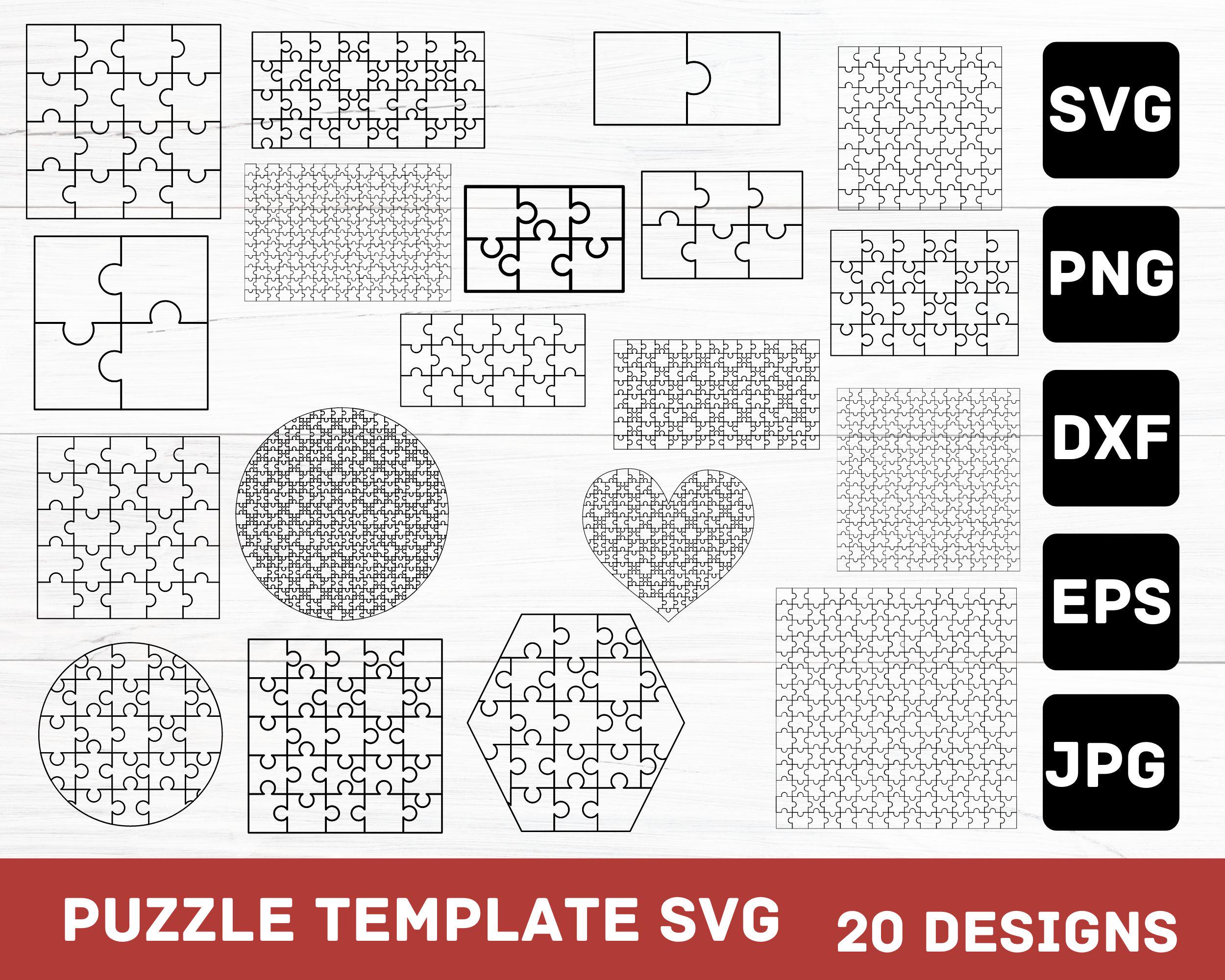 Puzzle Template SVG Bundle: 20 Designs, Cutting Files (digital Download ...