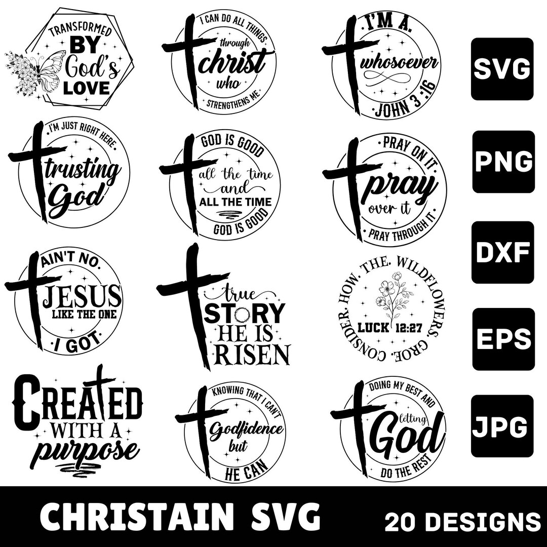 Christian SVG Bundle: Faith-based Designs, Bible Verse Quotes (digital ...