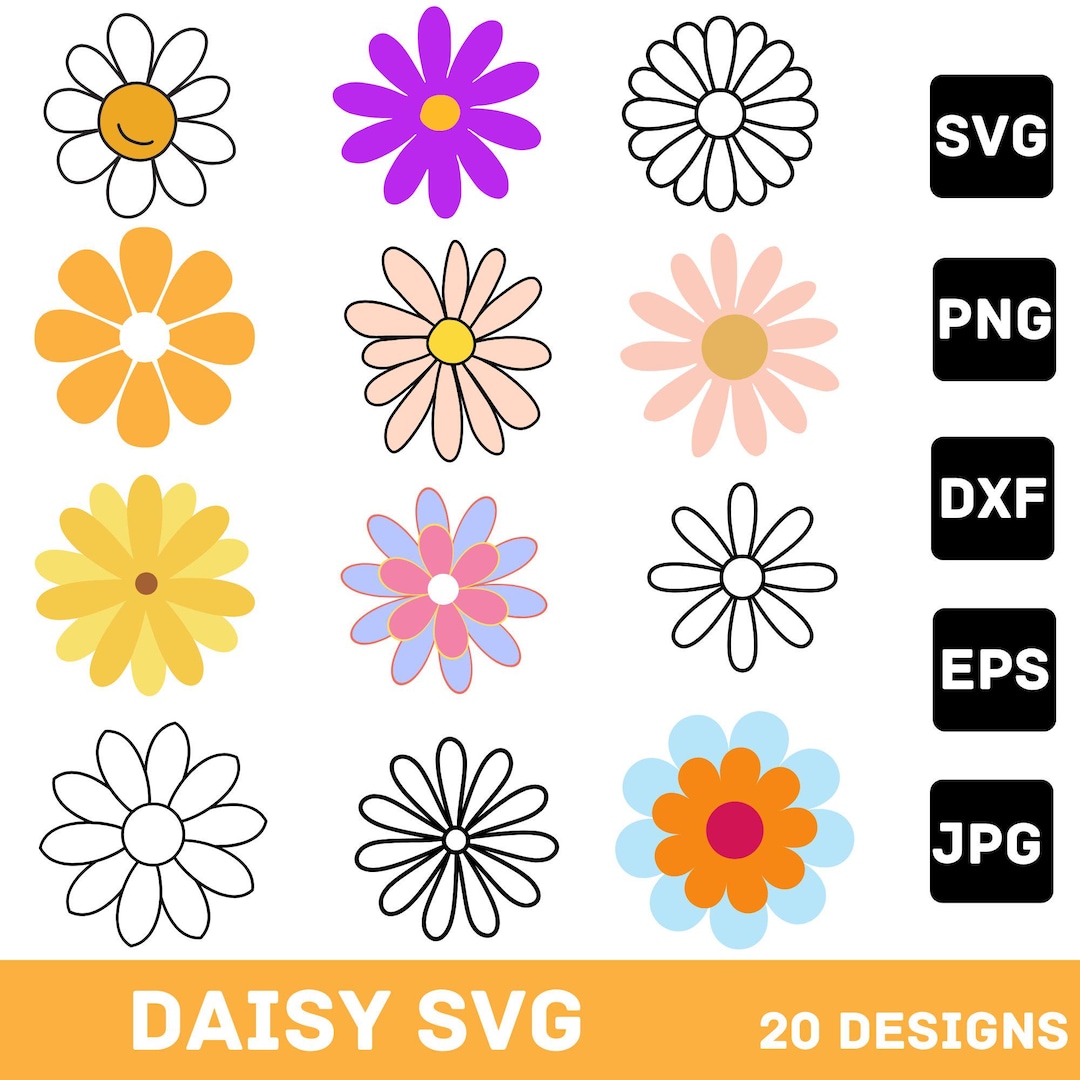 Daisy Svg Bundle, Daisy Flowers SVG, Daisy Flower Clipart, Flower Svg ...