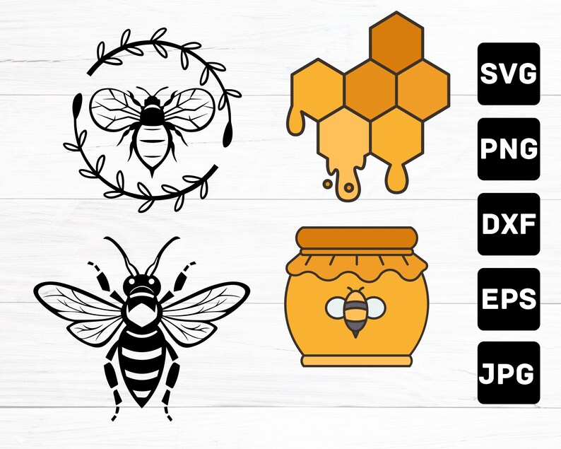 Bee Svg Bundle, Honey Bee Svg, Cute Bee Clipart, Bumblebee Svg, Bee ...