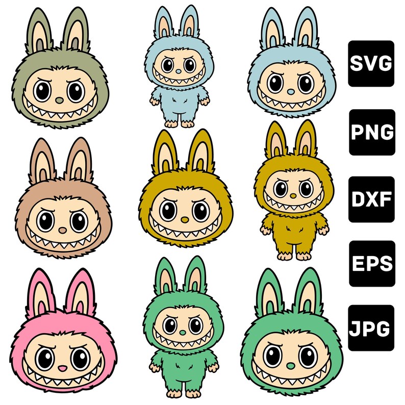 Labubu Designs SVG Bundle, Labubu Clipart, Labubu PNG, Cute Labubu ...