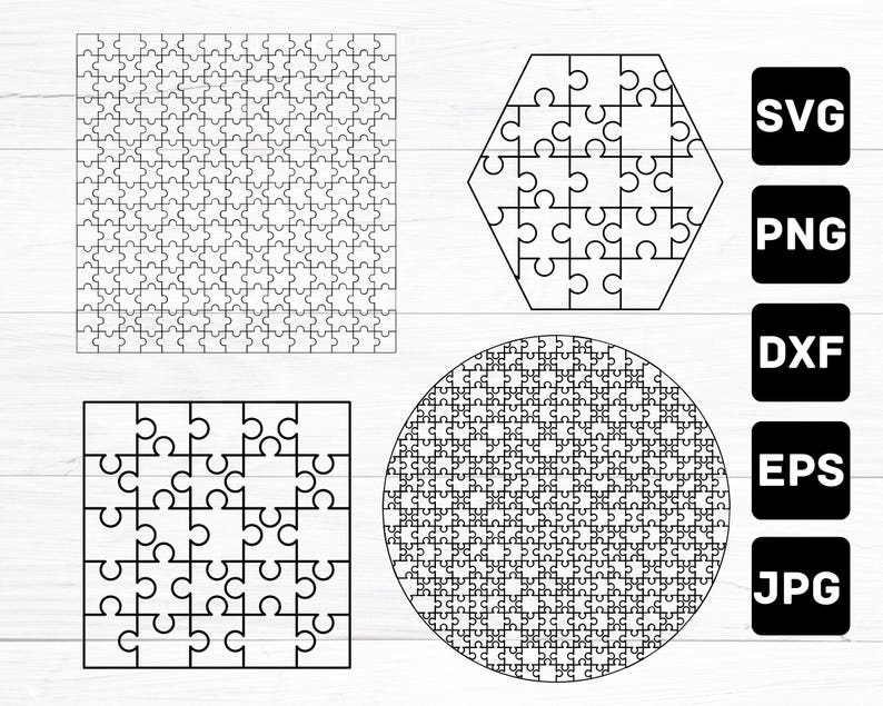 Puzzle Template SVG Bundle: 20 Designs, Cutting Files (digital Download ...