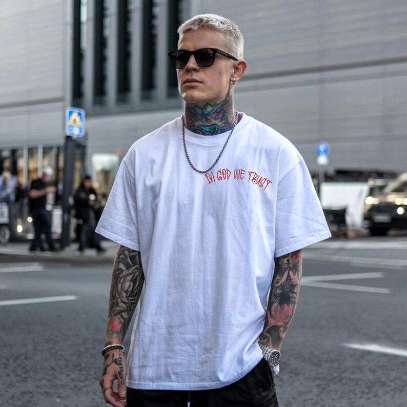 Vintage in God We Trust Skeleton Graphic Crewneck Faith Shirt, Mens ...