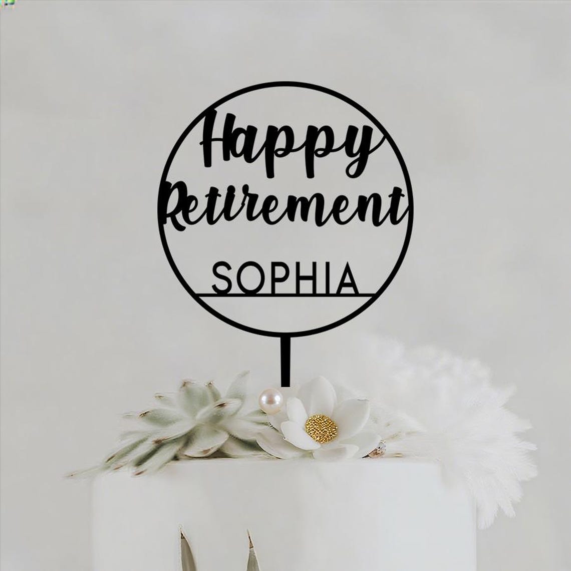 Personalized Retirement Cake Topper: Handcrafted MDF Wood, 6" Wide - Etsy