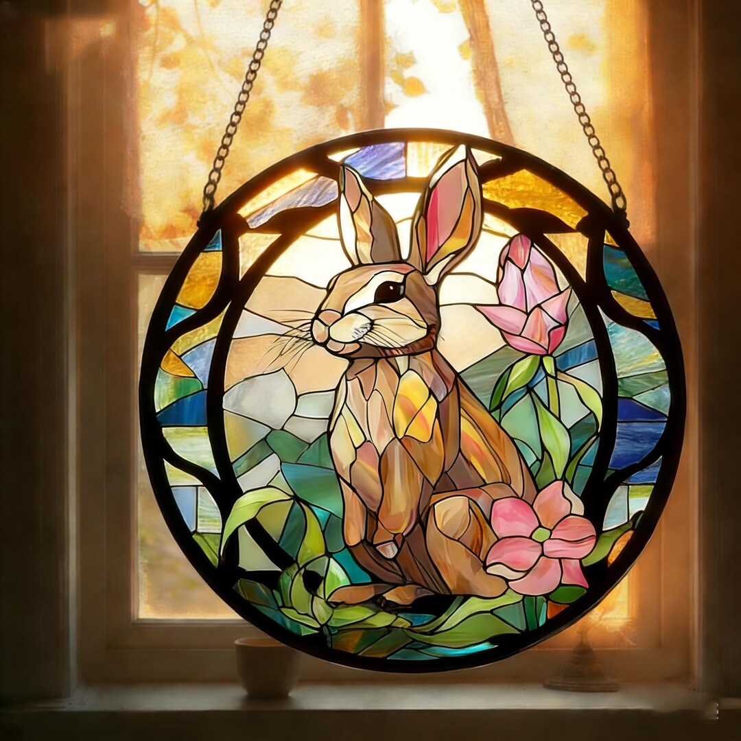 Easter Bunny Stained Glass Suncatcher | Easter Home Decor | Nature ...