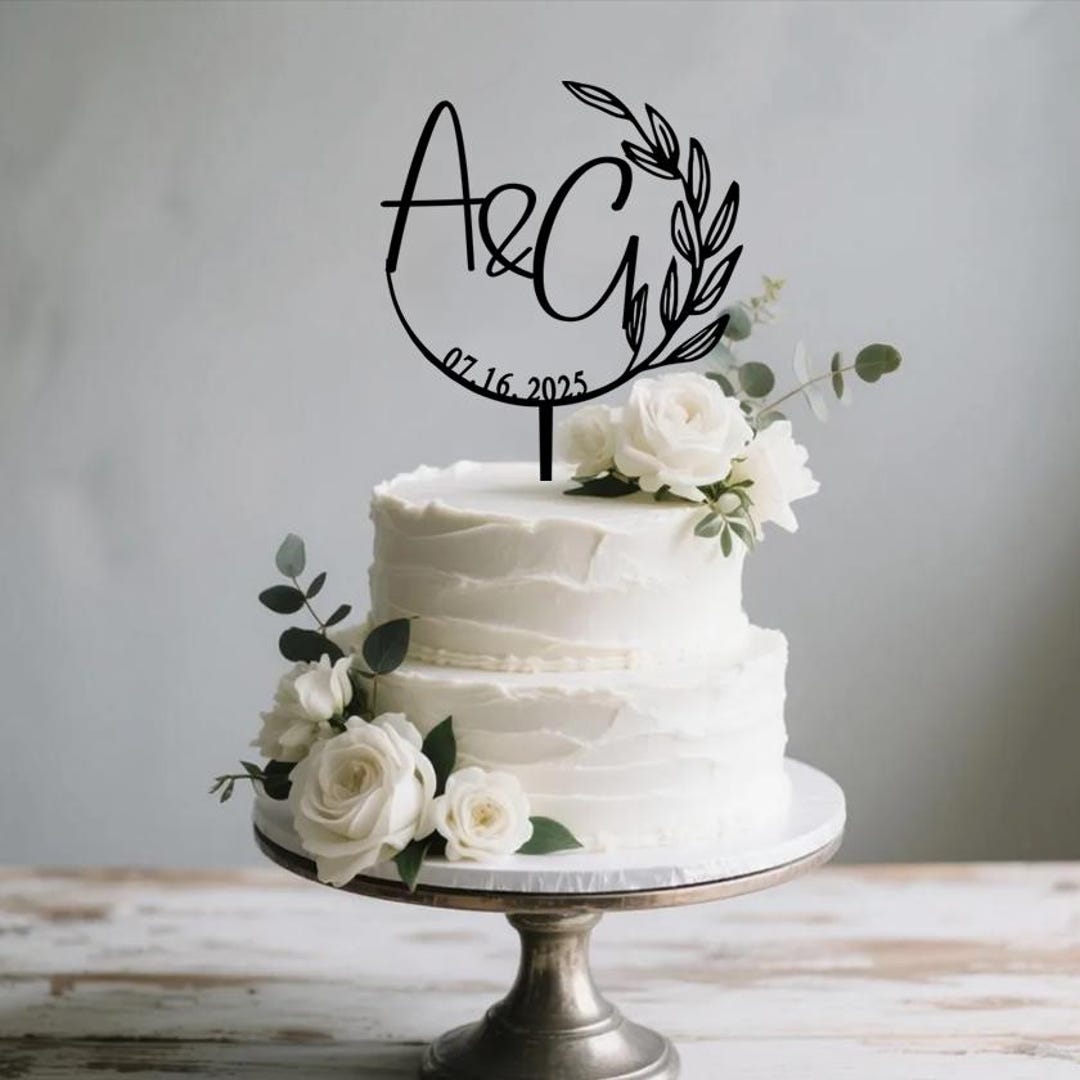 Custom Initial Wedding Cake Toppers, Gold Cake Topper for Wedding ...
