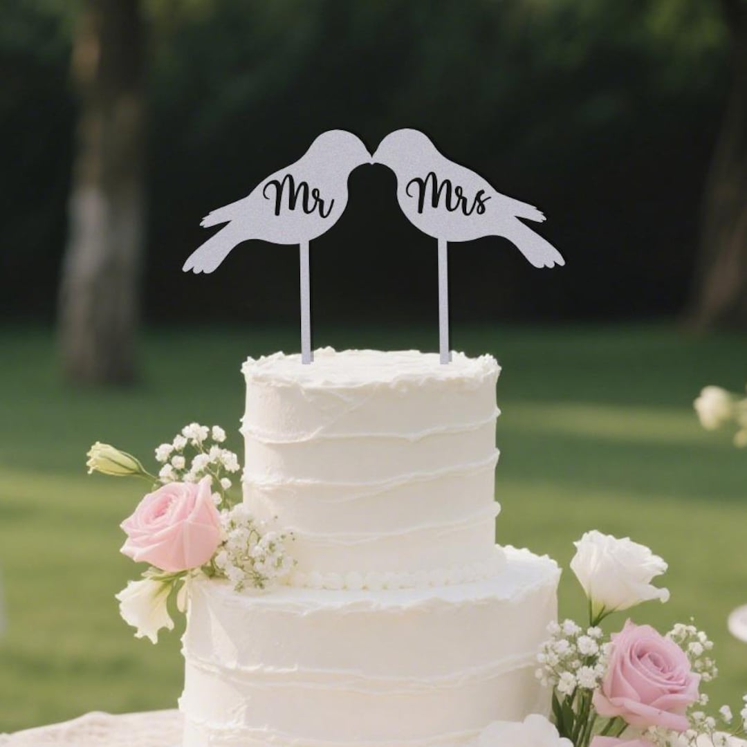 Personalized Love Birds Wedding Cake Topper, Mr & Mrs - Etsy