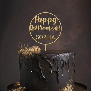Personalized Retirement Cake Topper: Handcrafted MDF Wood, 6" Wide - Etsy