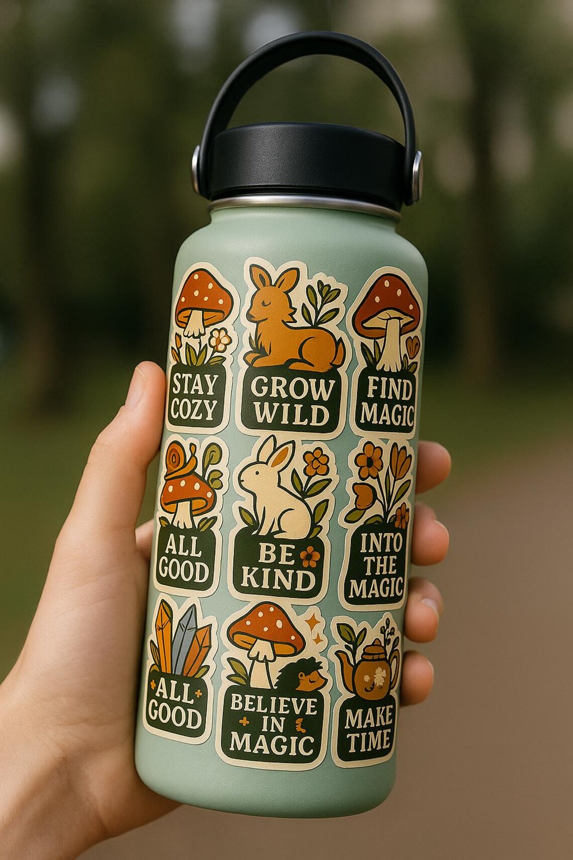 Nature-inspired Motivational Stickers Set | Forest Animal & Leaf Quote ...