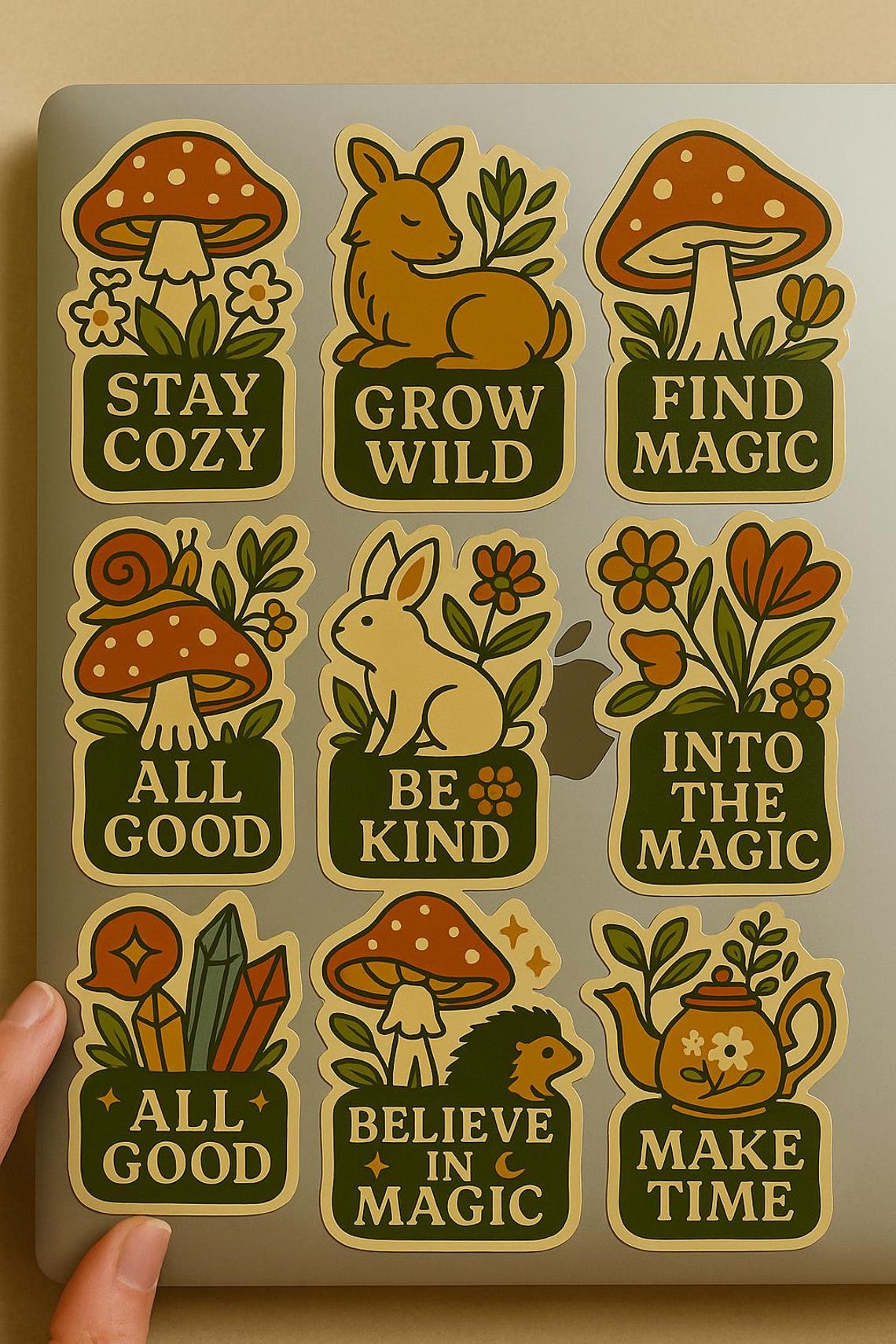 Nature-inspired Motivational Stickers Set | Forest Animal & Leaf Quote ...