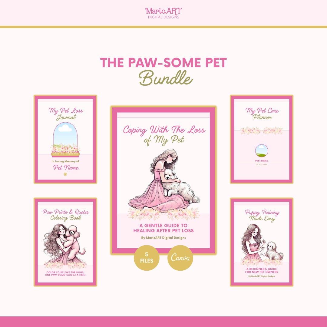 Pet Loss Bundle, Pet Loss Journal, Pet Memory Book, Grief Coloring ...