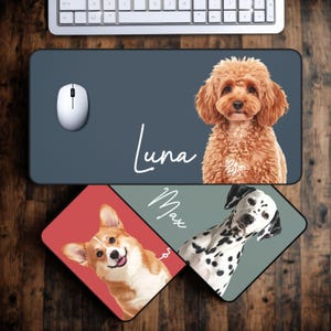 Custom Pet Portrait Desk Mat: Personalized Dog Cat Mouse Pad - Etsy