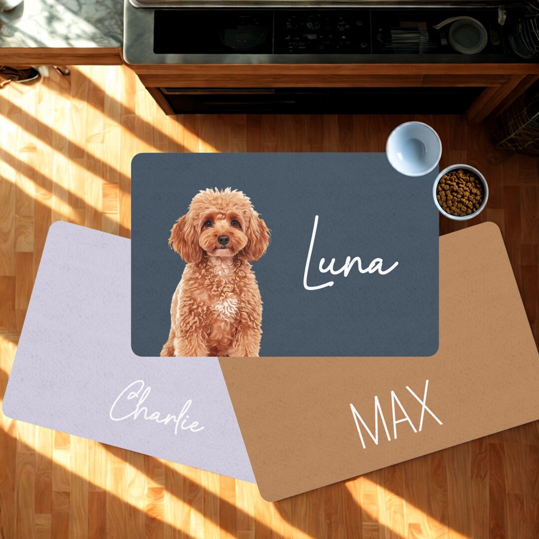 Custom Pet Placemat: Personalized Photo & Name, Non-slip Dog Cat ...