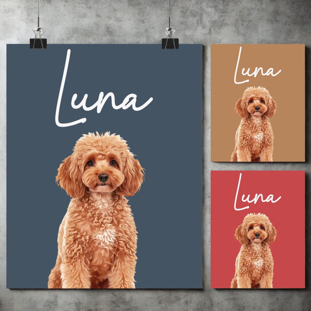Custom Pet Portrait Poster: Personalized Dog & Cat Memorial Art - Etsy