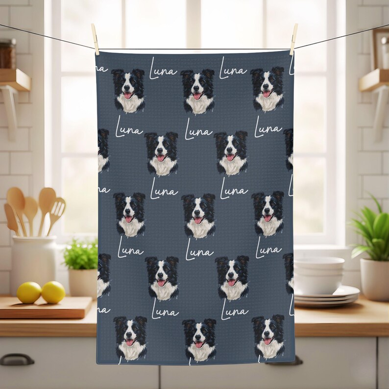 Custom Pet Portrait Kitchen Towel, Personalized Dog Cat Photo - Etsy