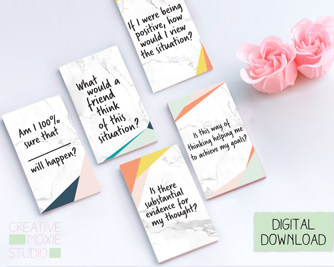 Thought Challenging Cards - Challenge Negative Thoughts - Mental Health ...