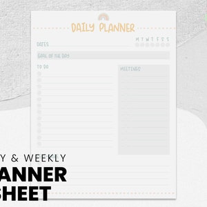 Rainbow Daily and Weekly Planner Sheets - Print at Home Planner Sheets ...
