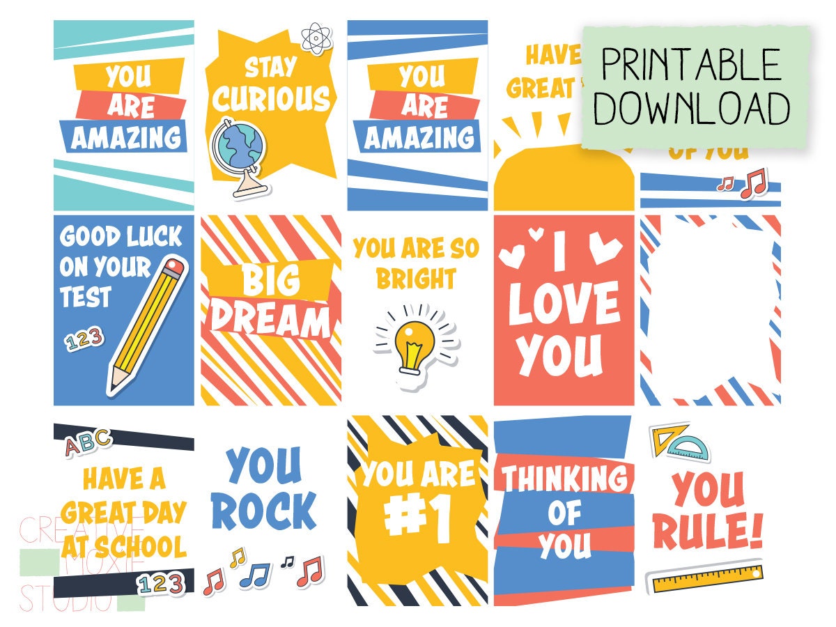 Lunch Box Notes Printable Kids Lunch Box Note Kids Positive Affirmation ...