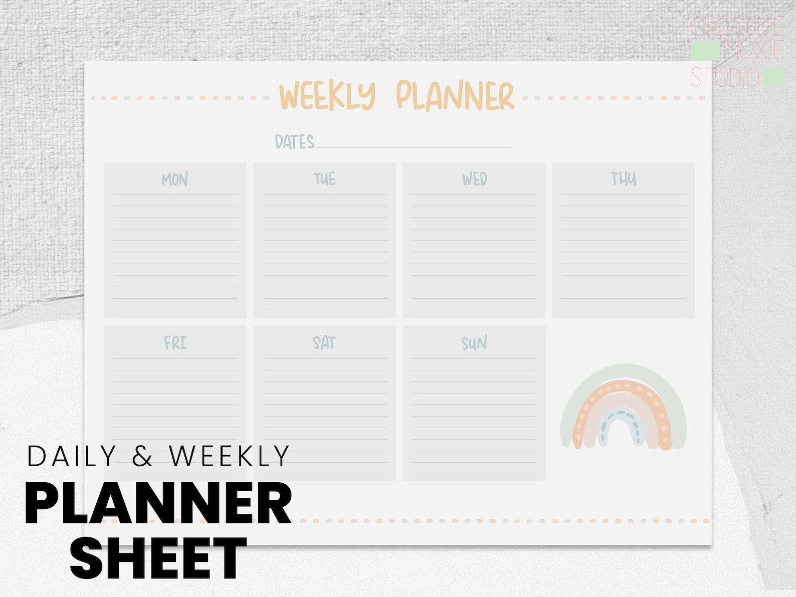 Rainbow Daily and Weekly Planner Sheets - Print at Home Planner Sheets ...