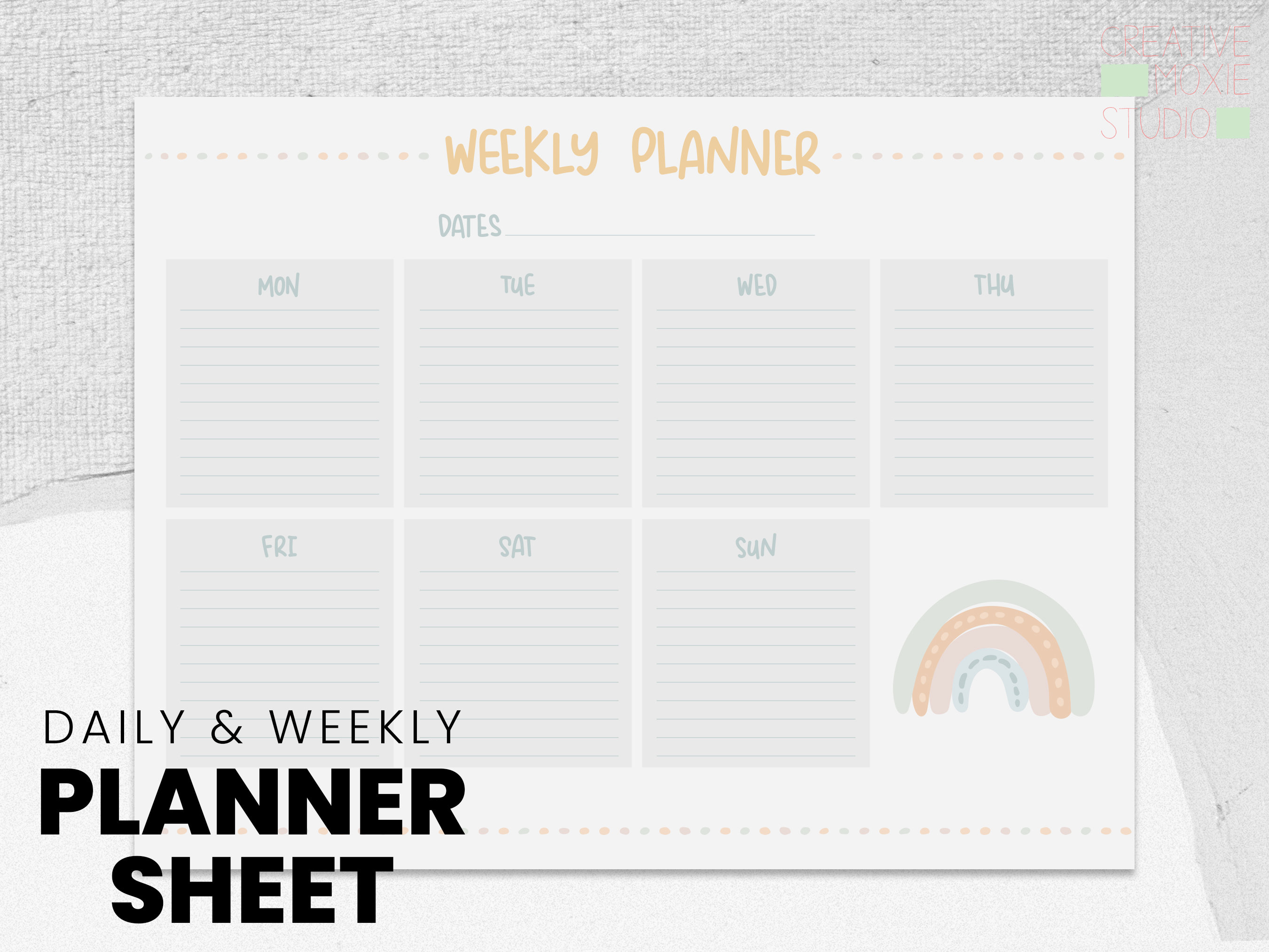 Rainbow Daily and Weekly Planner Sheets Print at Home - Etsy