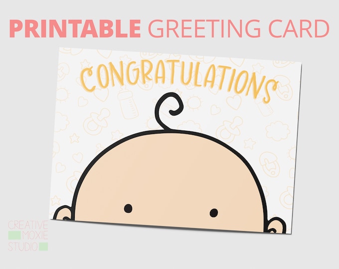 Congratulations Baby Card New Baby Card Newborn Card Baby Boy Card Baby ...