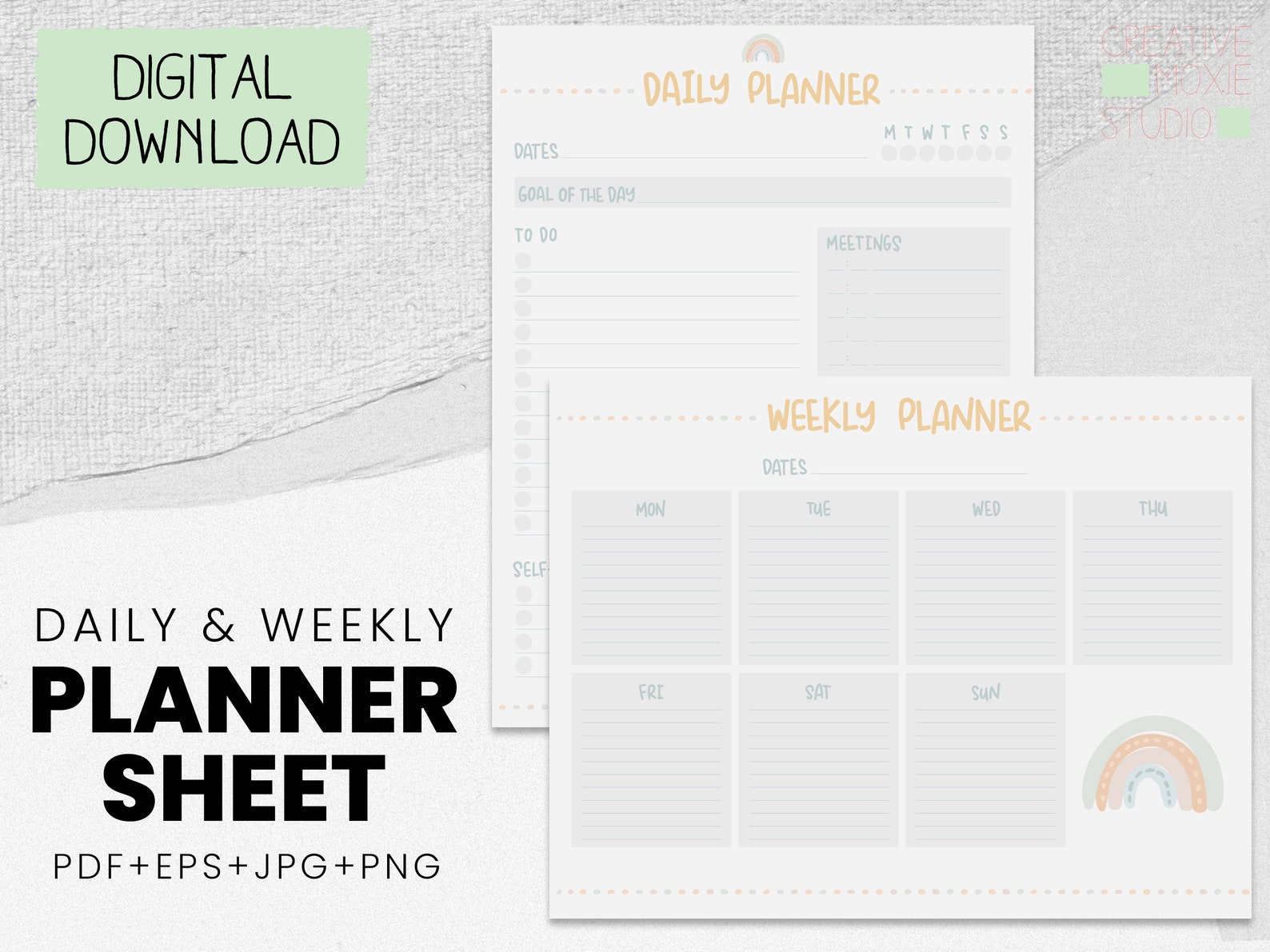 Rainbow Daily and Weekly Planner Sheets - Print at Home Planner Sheets ...