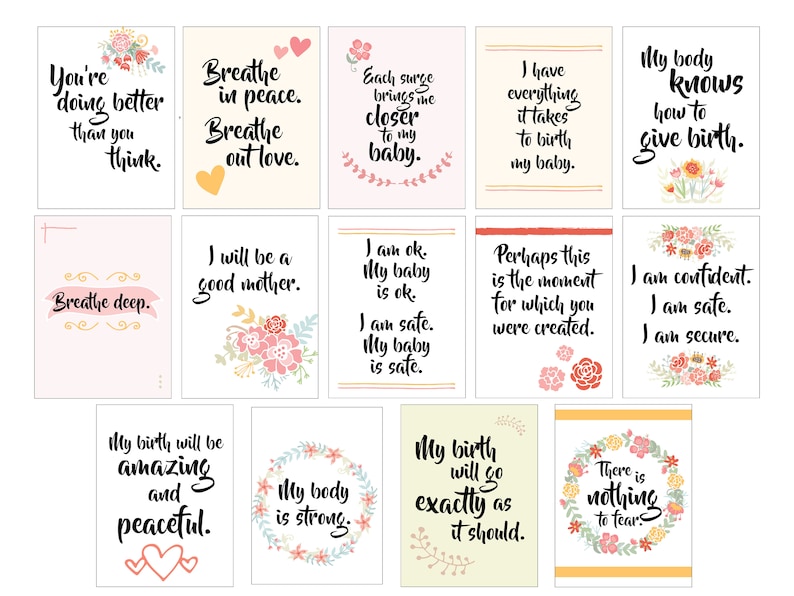 Birth Affirmation Cards: Positive Labor Affirmations (PDF Pattern) - Etsy