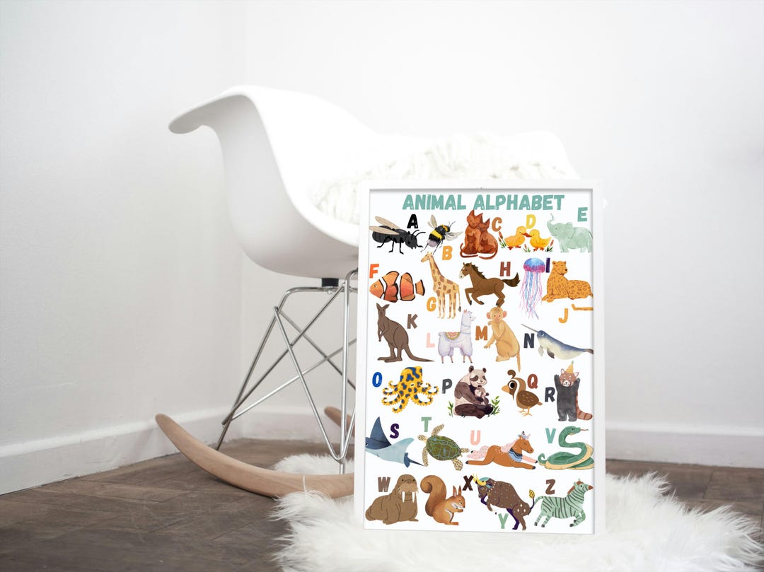 Alphabet Poster, Kids Alphabet Digital Print, Kids Learning Digital ...