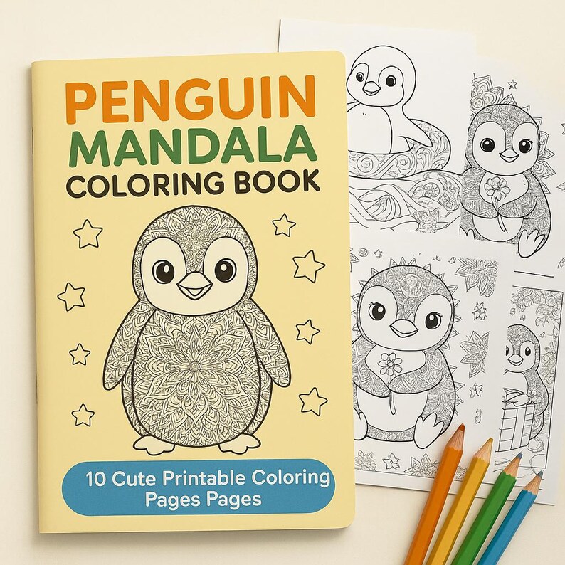 Penguin Mandala Coloring Pages – 10 Relaxing Designs – Printable PDF ...