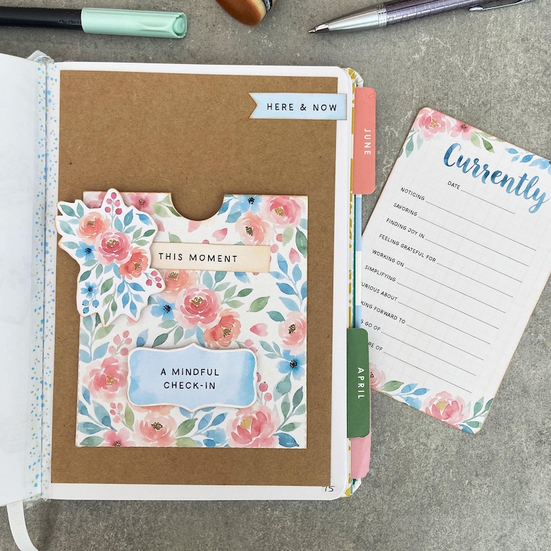 Spring Floral Currently Journaling Card & Pocket Kit, Mindful Journal ...