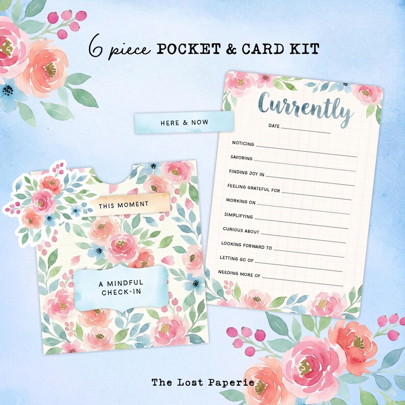 Spring Floral Currently Journaling Card & Pocket Kit, Mindful Journal ...