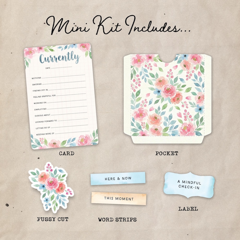 Spring Floral Currently Journaling Card & Pocket Kit, Mindful Journal ...
