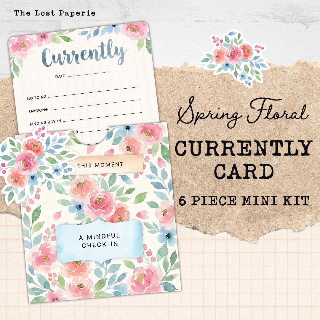 Spring Floral Currently Journaling Card & Pocket Kit, Mindful Journal ...