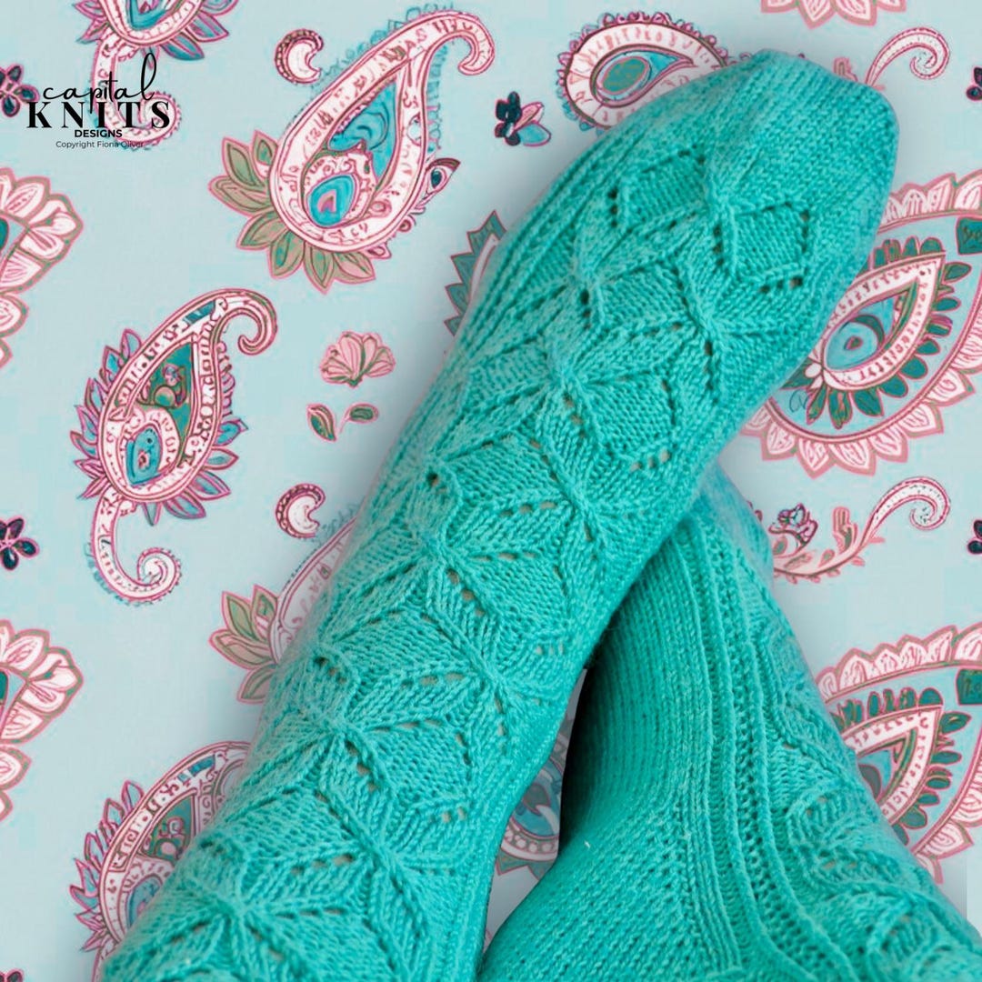 Escher's Blooms Sock Knitting Pattern, Floral Lace Cable (PDF Pattern ...