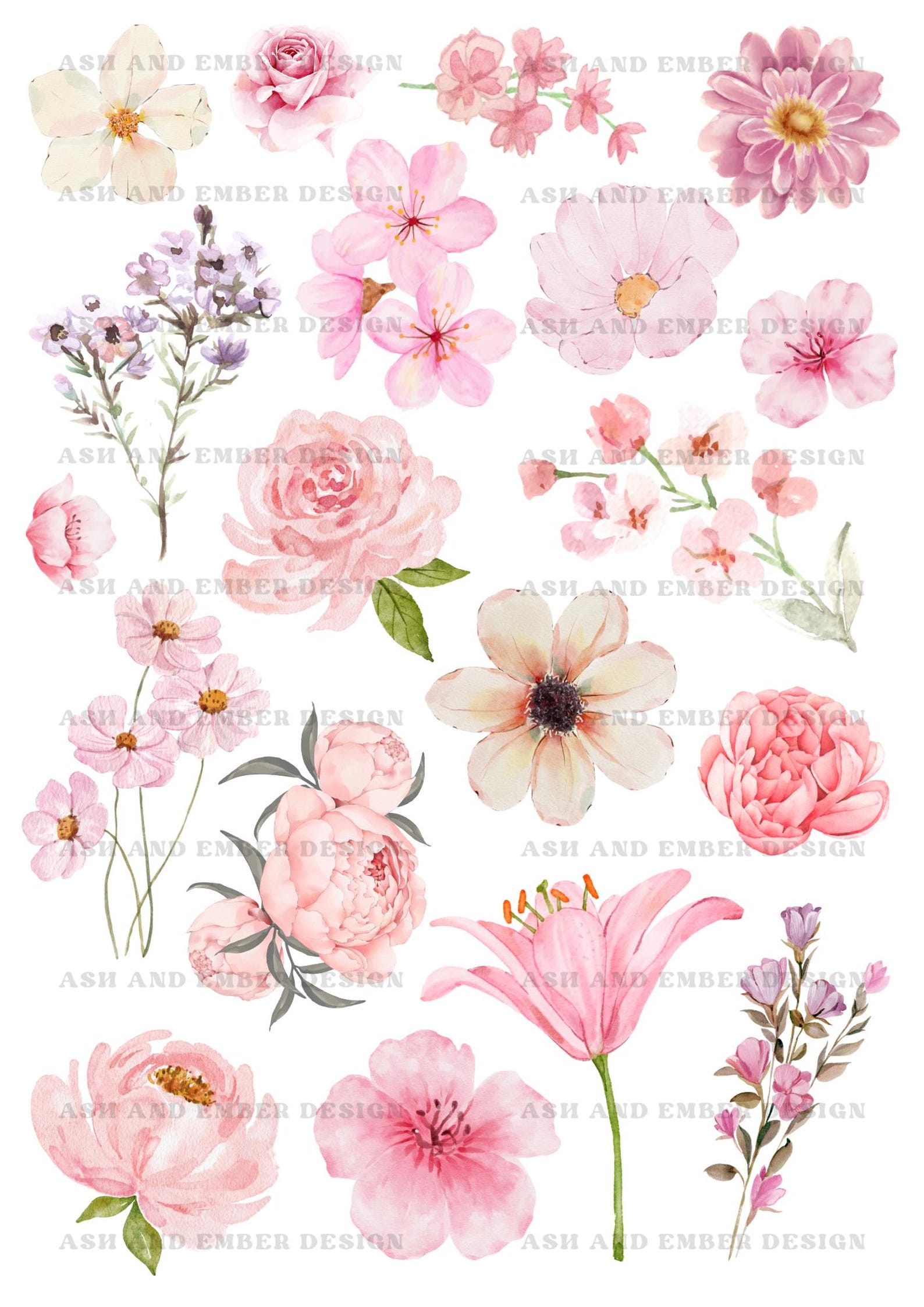 Pink Floral Scrapbook Printables — Printable Template - Etsy