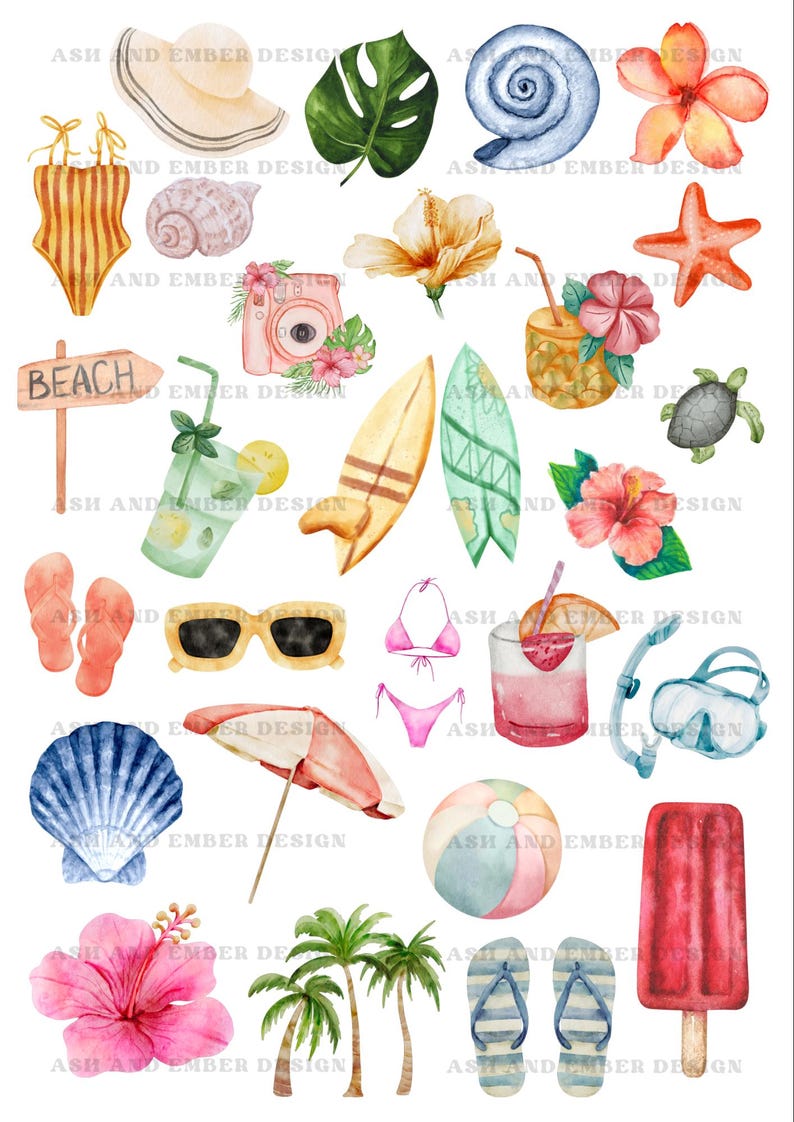 Summer Scrapbook Printables — Printable Template - Etsy