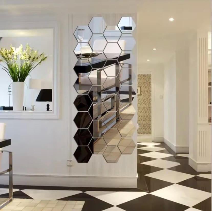 3D Hexagon Mirror Stickers for Wall Decor - DIY Home Decoration for ...