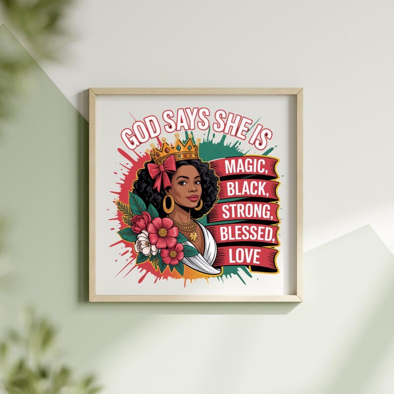 Black Queen PNG: Melanin Afro Woman, Magic Strong Blessed (digital ...