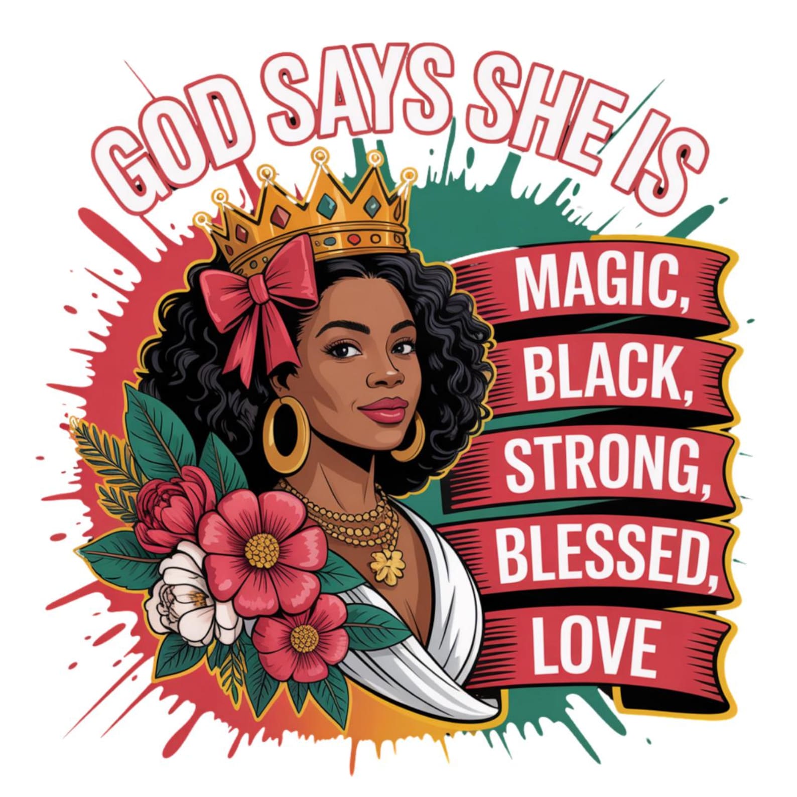 Black Queen PNG: Melanin Afro Woman, Magic Strong Blessed (digital ...
