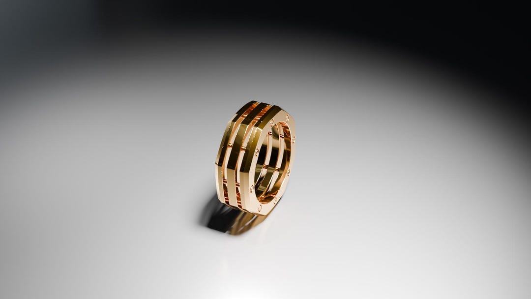 Unisex Octagonal Screw Ring STL File for 3D Printing – Industrial Style ...