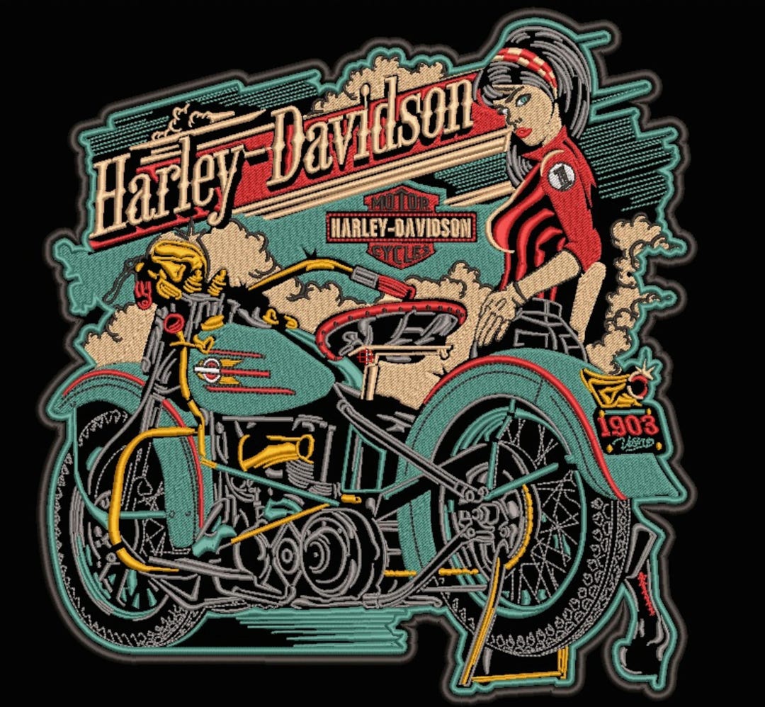 Harley Davidson Motor Cycle Bike Embroidered Patch - Large Iron-on ...