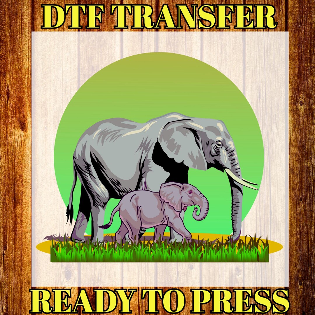 Elephant and Baby Elephant DTF Print, Elephant Family Art Ready to ...