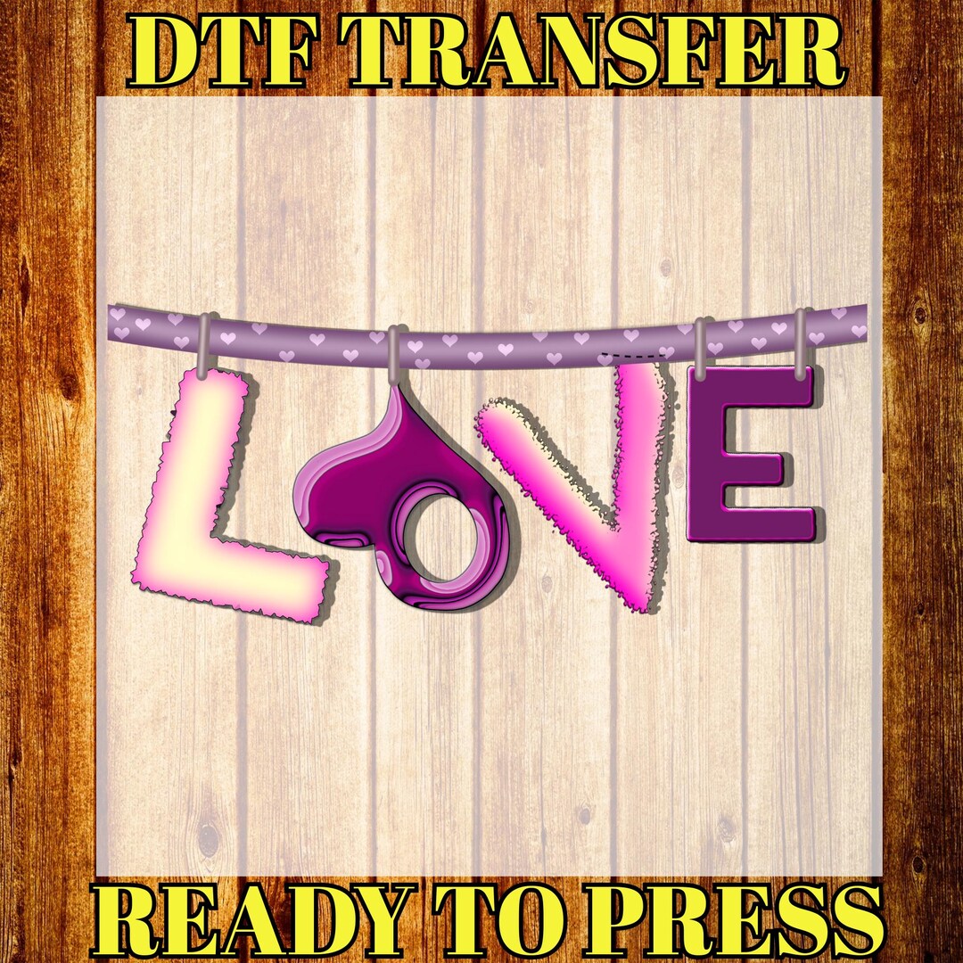 Hanging LOVE DTF Transfer, Neon Pink Heart Heat Transfer, Valentine ...
