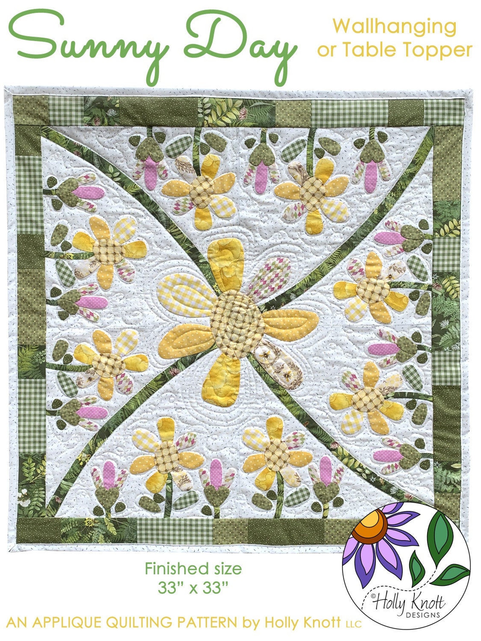 Sunny Day Table Runner Wallhanging Applique Quilting PATTERN PDF File Flowers - Etsy