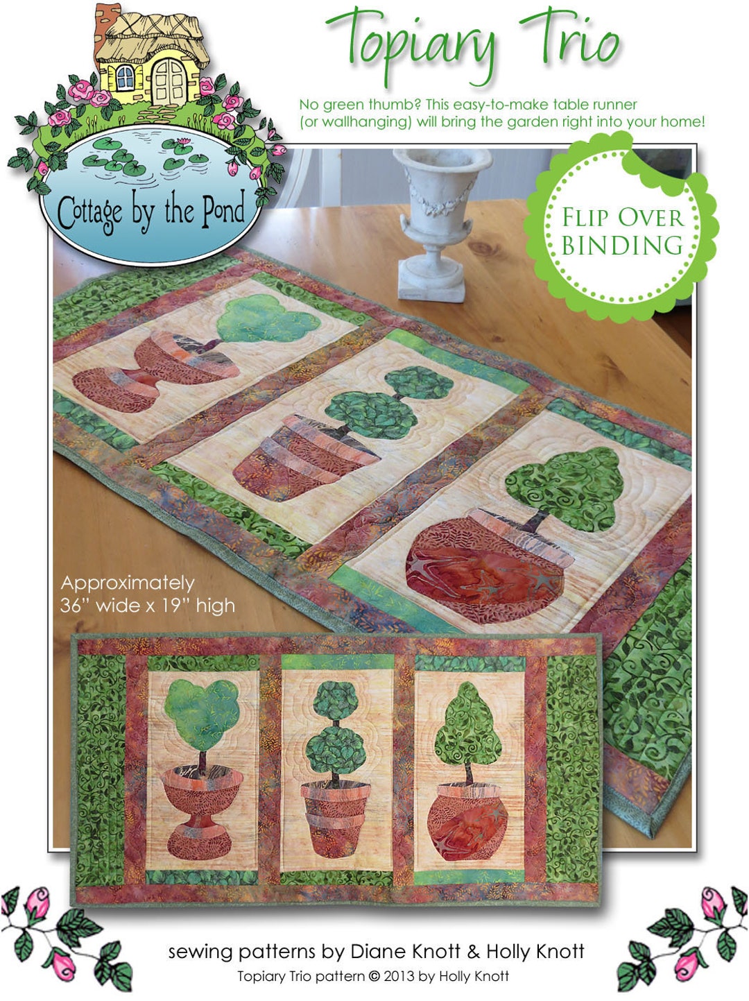 Topiary Trio Table Runner or Wall Hanging Applique Quilt Pattern PDF ...